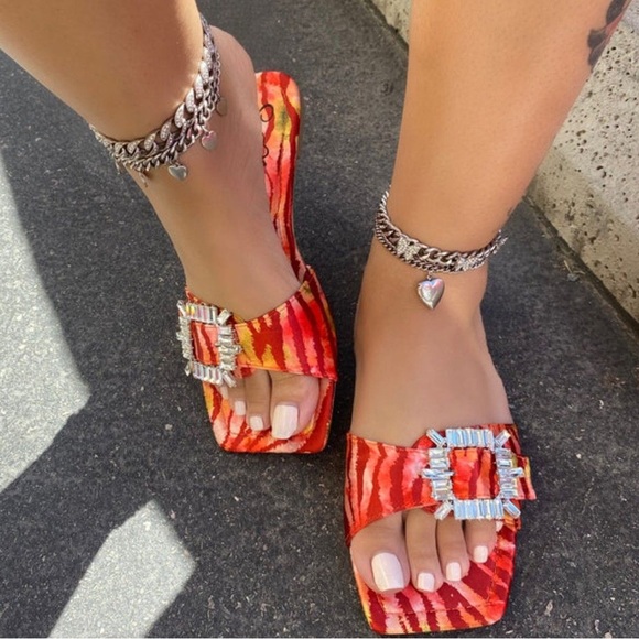 So Me | Shoes | Orange Slides With Crystals | Poshmark